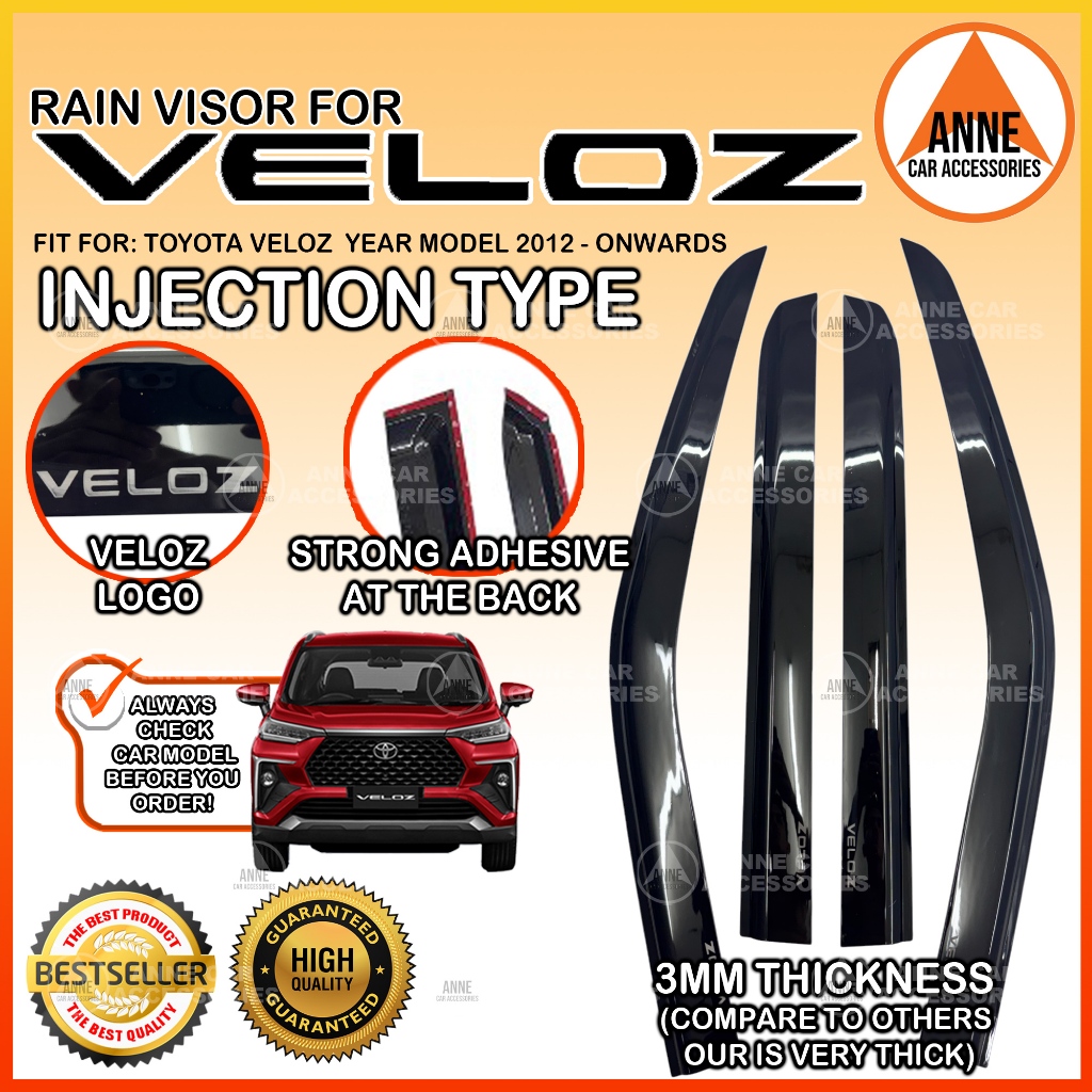 Window Rain Door Guard Visor for Toyota Veloz 2022 Onwards High Quality ...