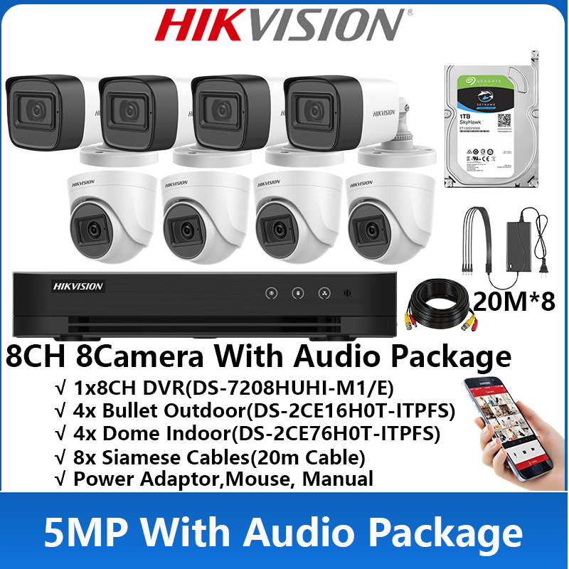 Hikvision 5mp CCTV Camera Kit 3K With Audio Package 4/8CH DVR Motion ...