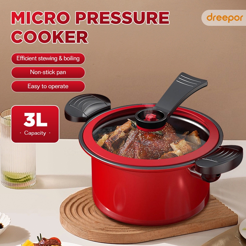 Dreepor Micro Pressure Cooker 24CM Soup Stew Pot Pressure Cooker Multi ...