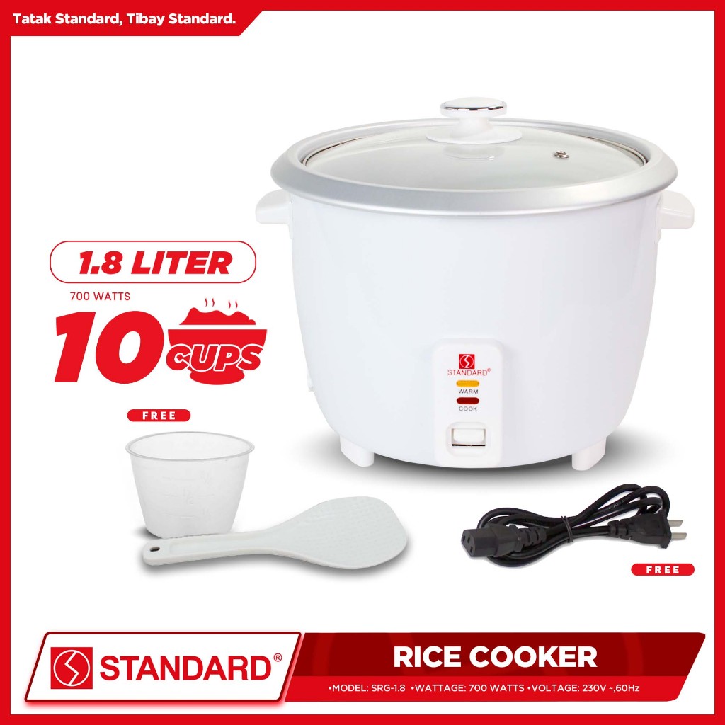 Standard Rice Cooker 1.8L (Plain White) SRG 1.8L | Shopee Philippines