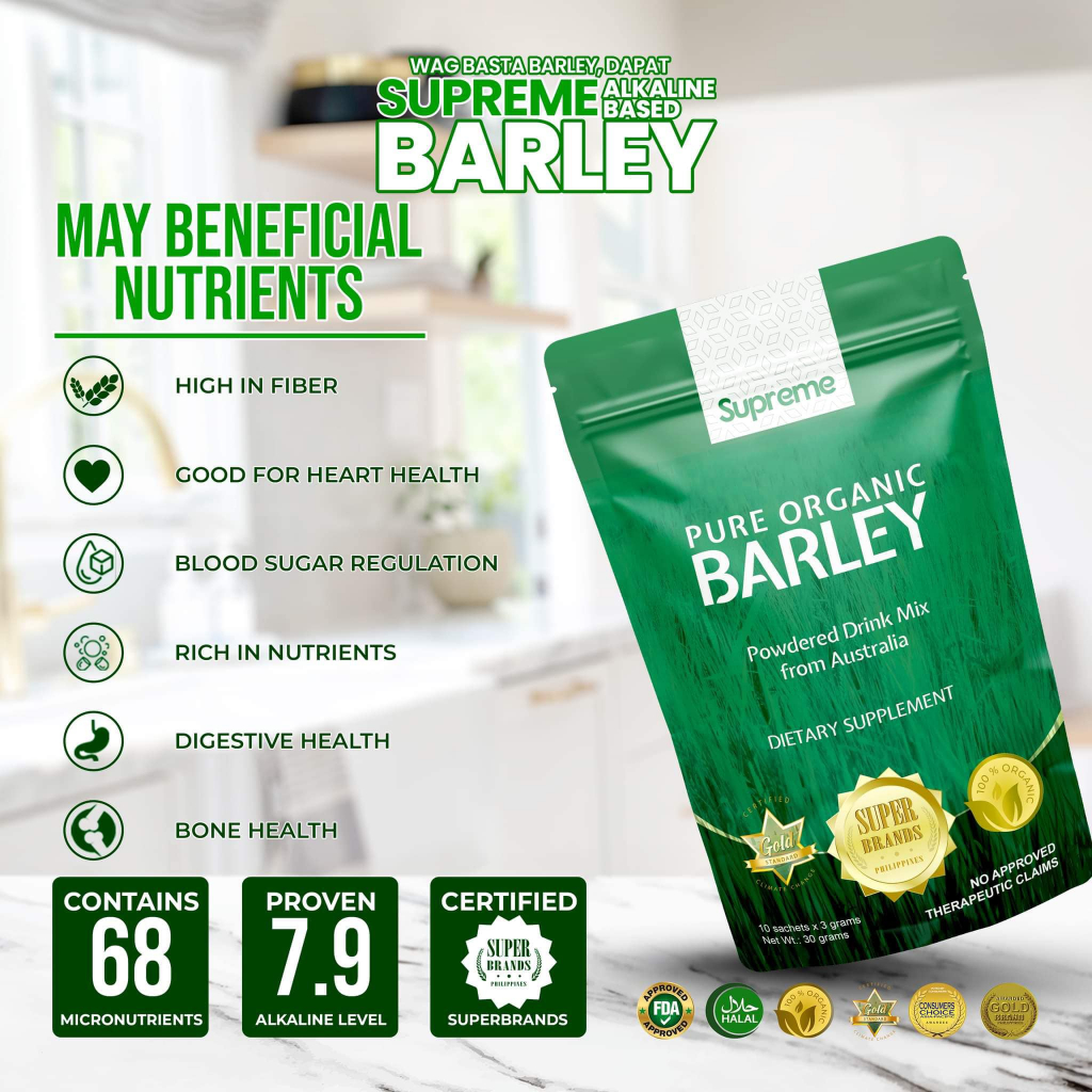 Supreme Pure and Organic Barley Grass (Alkaline Based) 10sachers per ...
