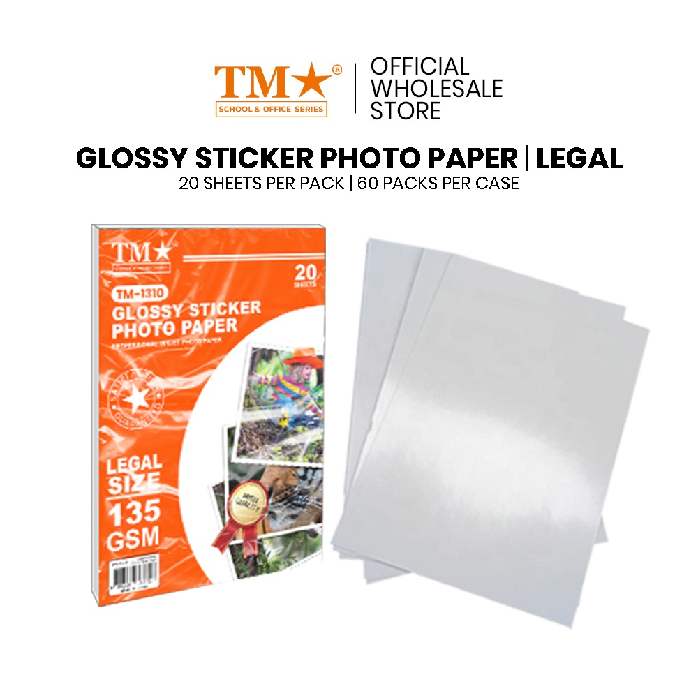 TM | 60 packs Glossy Sticker Photo Paper Legal 135 GSM (TM-1310 ...