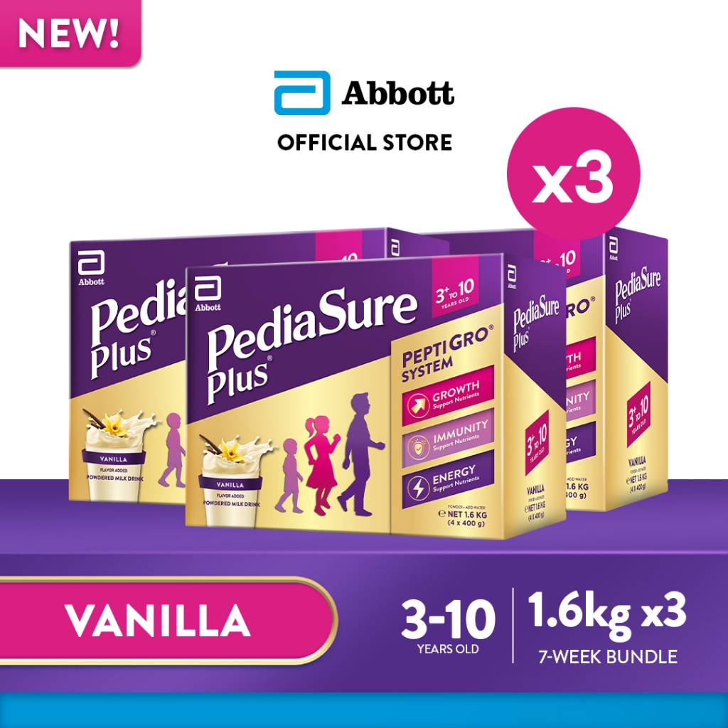 Pediasure Plus 3+ Vanilla 1.6kg For Kids Above 3 Years Old Bundle of 3 ...
