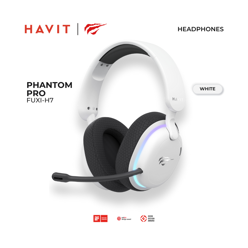 Havit Phantom Pro Fuxi-H7 || Five-Mode Gaming Headset || White | Shopee Philippines