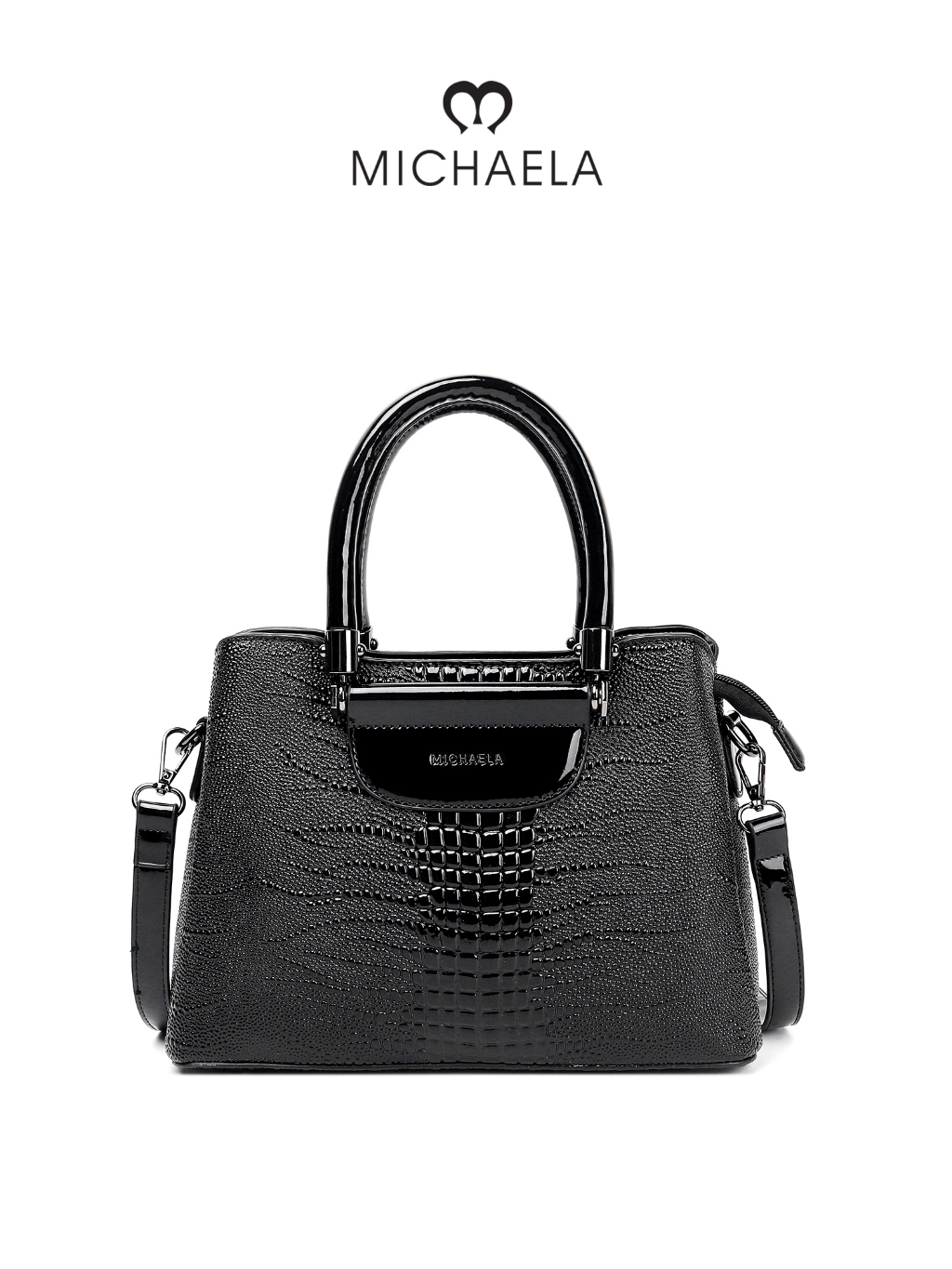MICHAELA Glossy Crocodile Crossbody Bag Urban-Chic Functional Handbag ...