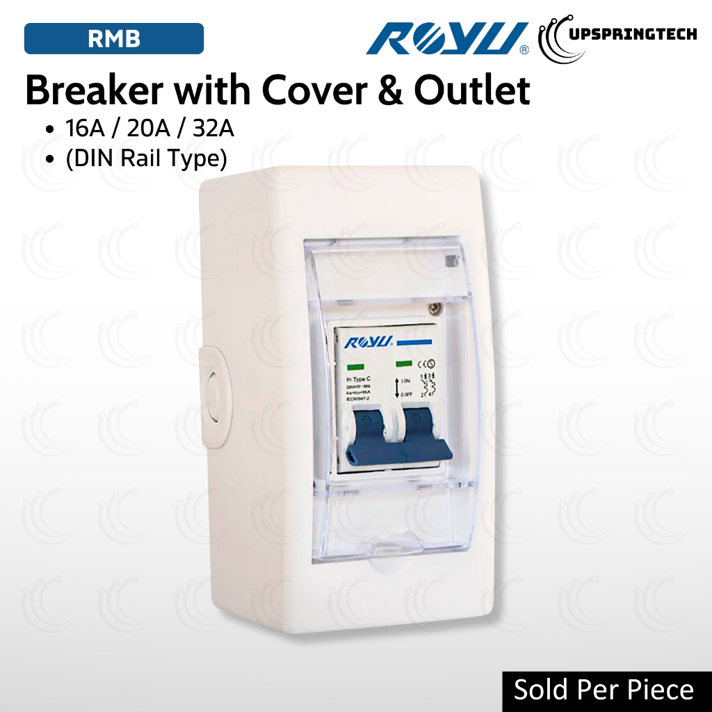 ROYU Mini Safety Breaker with Cover & Outlet – 16A / 20A / 32A (DIN ...