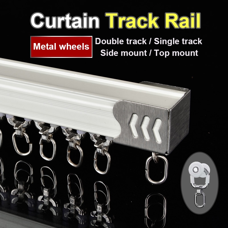 Curtain Track Rail heavy duty curtain railing track ceiling rod double ...