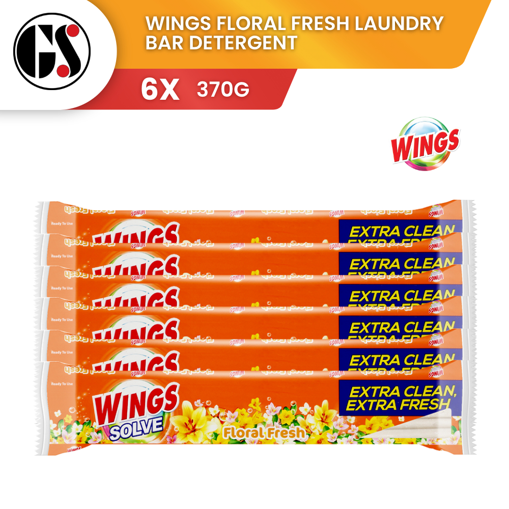 Wings Solve Floral Fresh Laundry Bar Detergent 370g Set of 6 | Shopee ...
