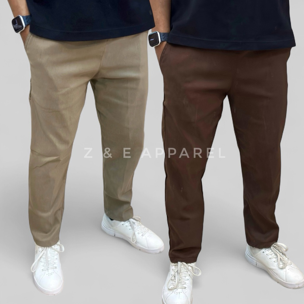 Casual Plain Unisex Tailored/Chino Garterized Drawstring Slim Fit Pants ...