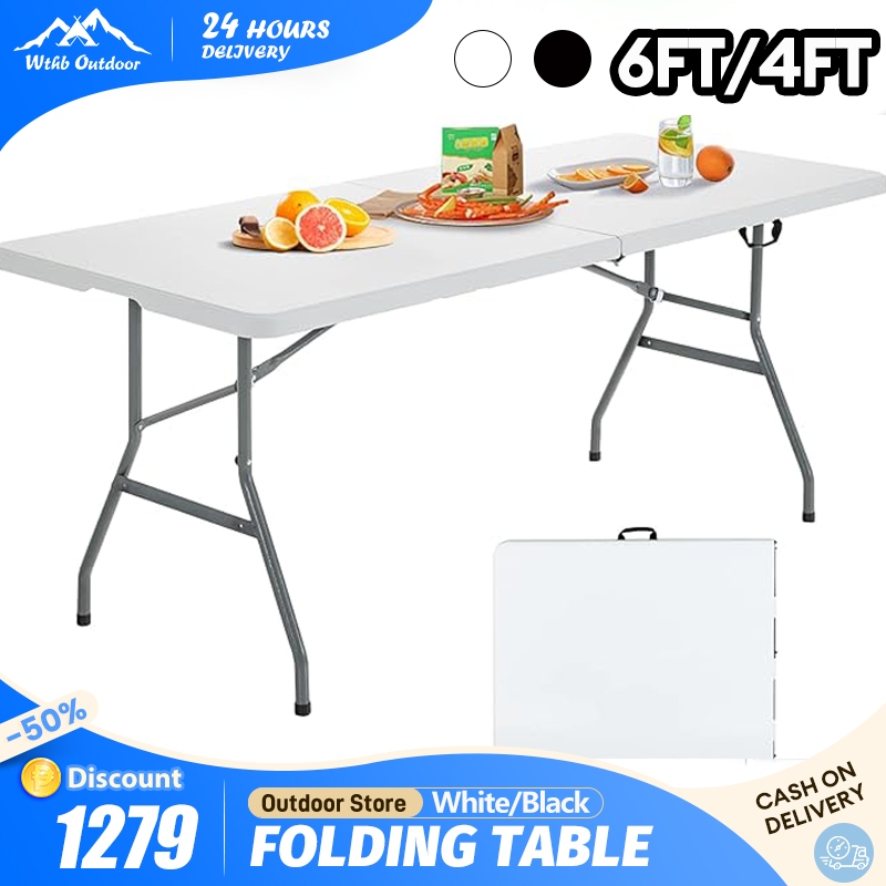 Wthb Outdoor 4FT 6FT Foldable Banquet Table Event Catering Hall Buffet ...