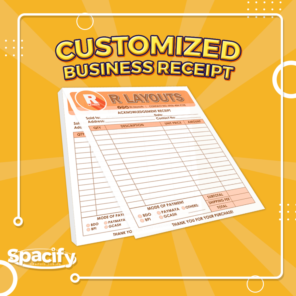 Customized Receipts | Sales Invoice | Acknowledgement Receipt | Shopee ...