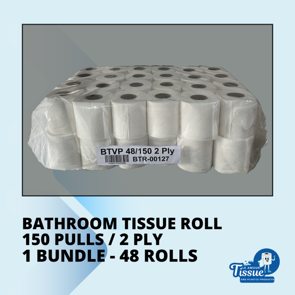 2 PLY BATHROOM TISSUE ROLL VIRGIN PULP 150 PULLS - 1 BUNDLE = 48 ROLLS ...