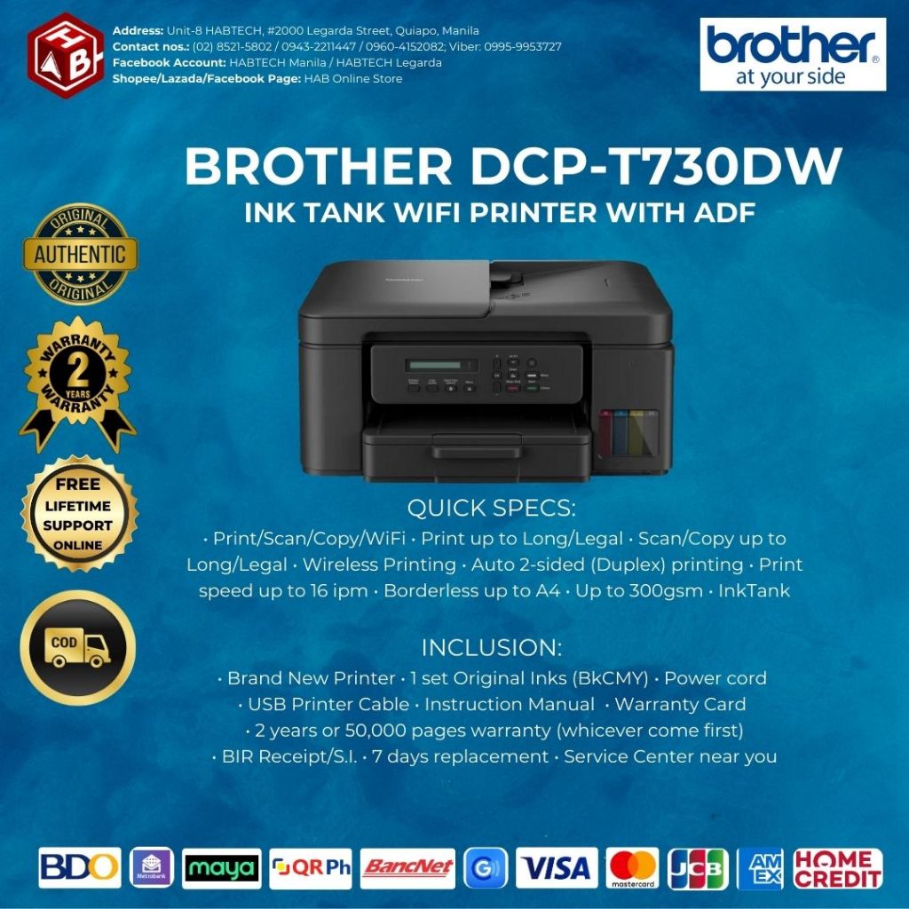 Brother DCP-T730DW Ink Tank Printer WiFi ADF T730dw T730 | Shopee ...