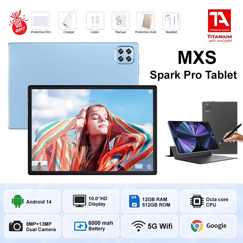 MXS spark pro Tablet Android Tablet with keyboard pen 12+512G Tablet 5G ...