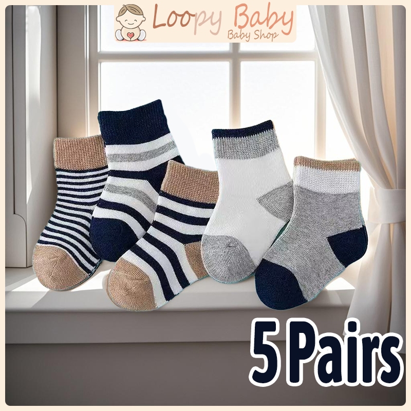 5 Pairs Cotton Baby Socks Kids Boy Girls Socks Cute Cartoon Animal ...