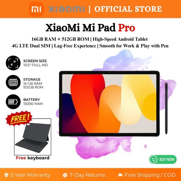 𝗫𝗶𝗮𝗼𝗠𝗶 Mi Pad Pro 10.5” 4G LTE Android Tablet 16GB+512GB, Dual SIM ...