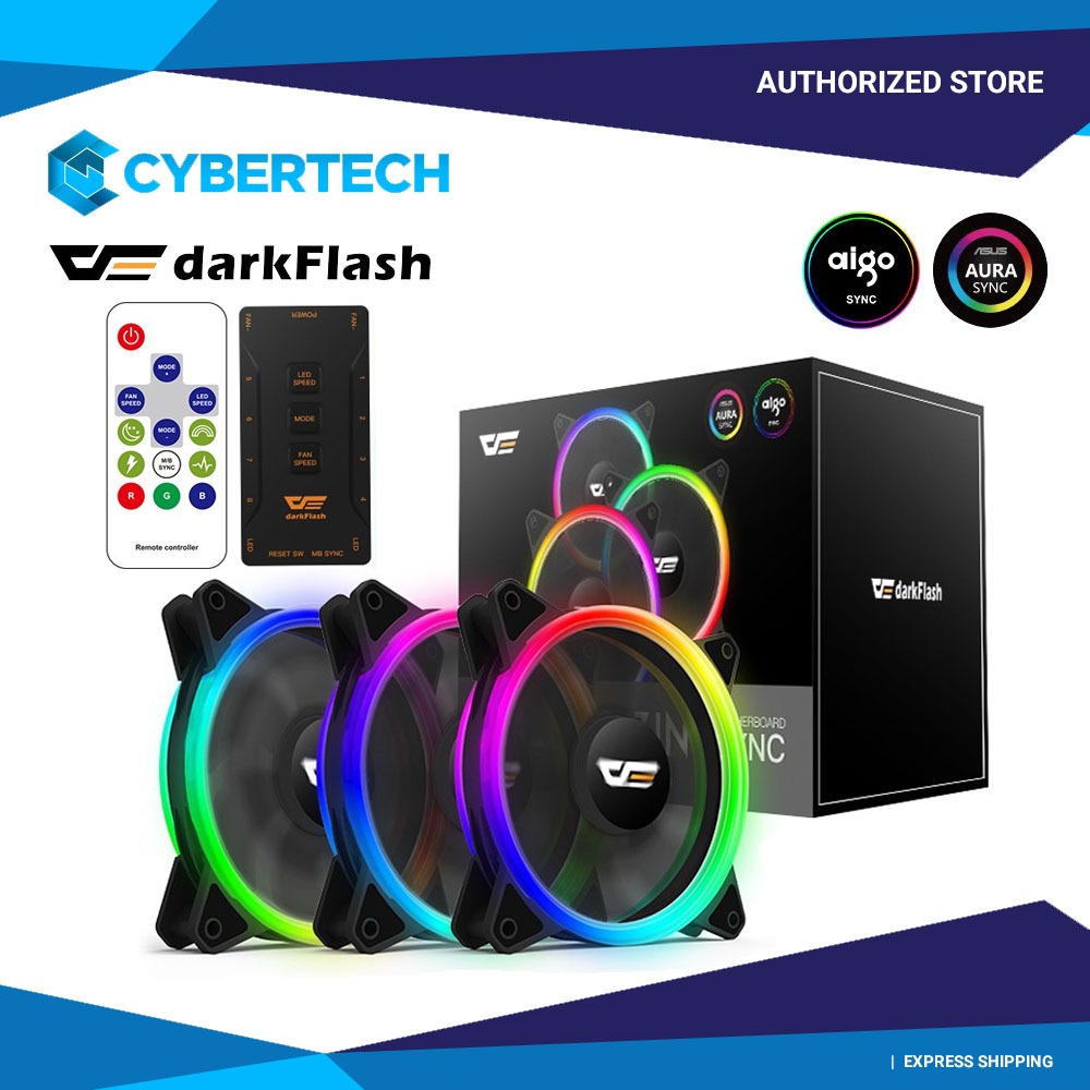 Darkflash Dr12 Pro 3 In 1 Double Ring Fan Plus Control Remote Rgb Fans ...