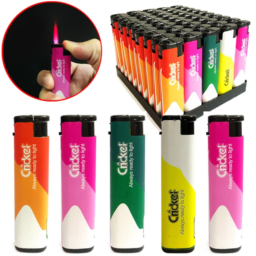 50pcs Cricket Windproof lighter Pink flame straight-through lighter ...