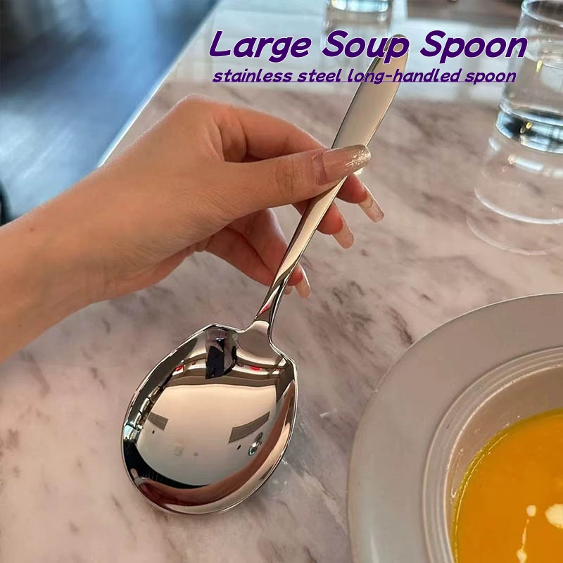 【Go☘️】Serving Spoon Stainless Steel Spoon Hotel Spoon Long Handled Home ...