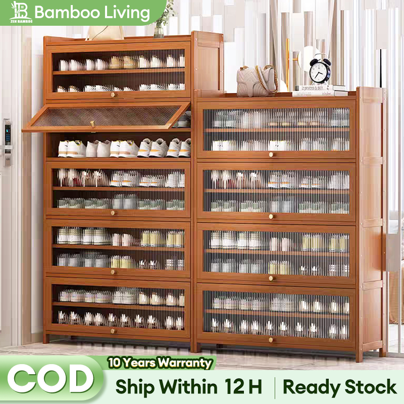【On Hand】Bamboo Shoe Cabinet High-Capacity Shoe Rack Organize With Flip ...