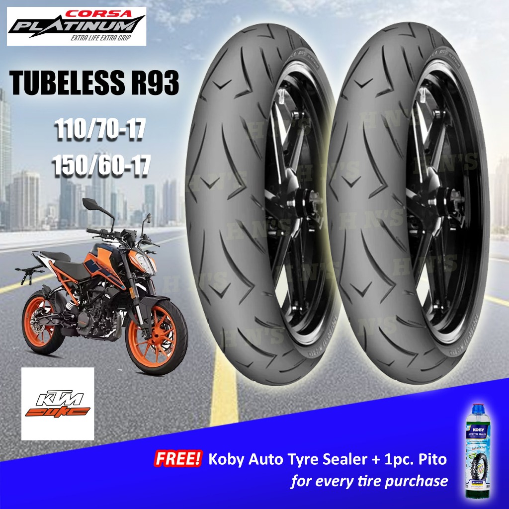 CORSA R93 Platinum Tubeless Tires for KTM DUKE 200 ( 110/70-17 , 150/60 ...