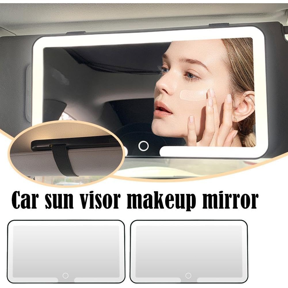 Car Vanity Mirror Sun Visor With lights Car mirror with light Touch ...