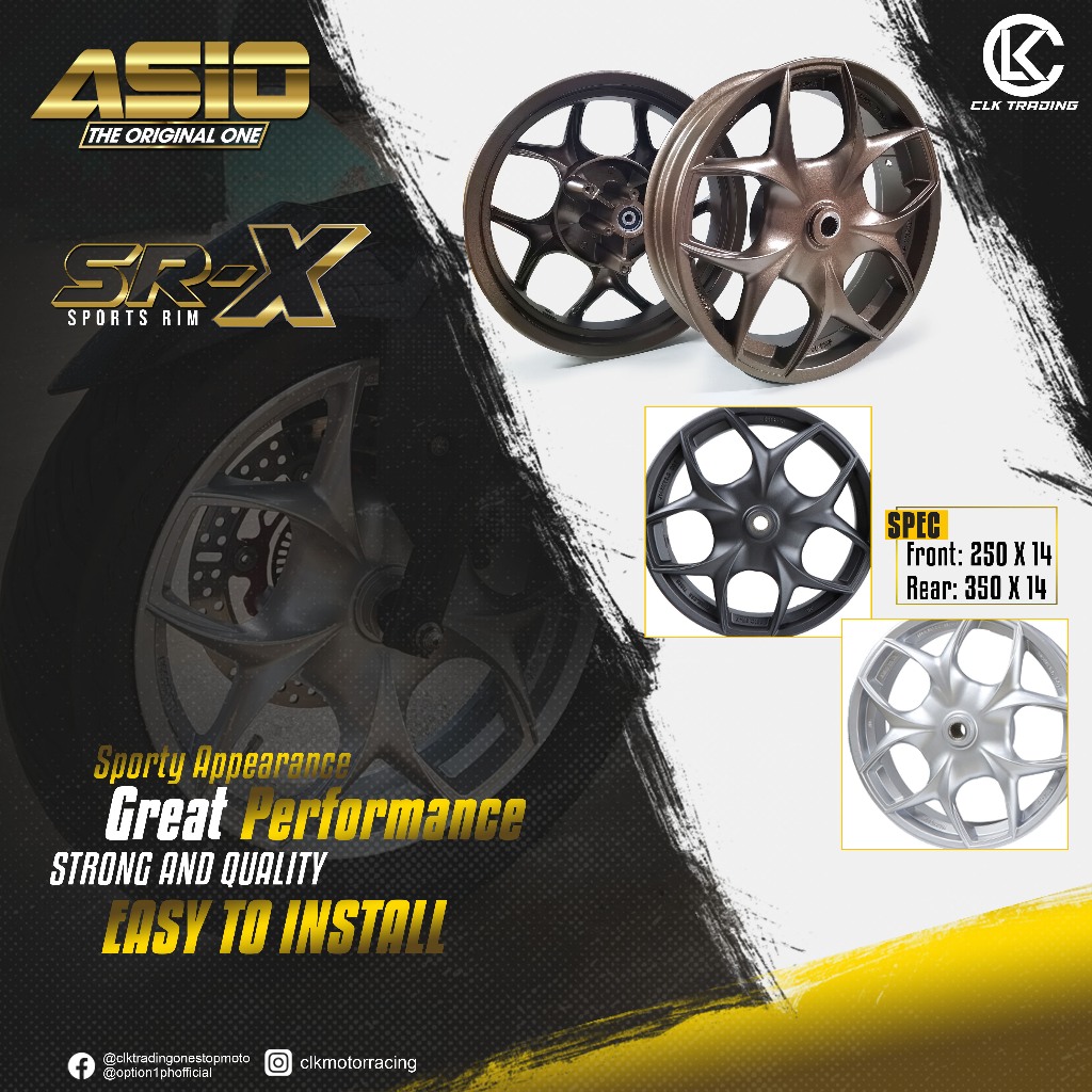 ASIO Mags Wheel Yamaha Aerox V1 V2 Front 3.0 /Rear 3.5 14s Alluminum ...