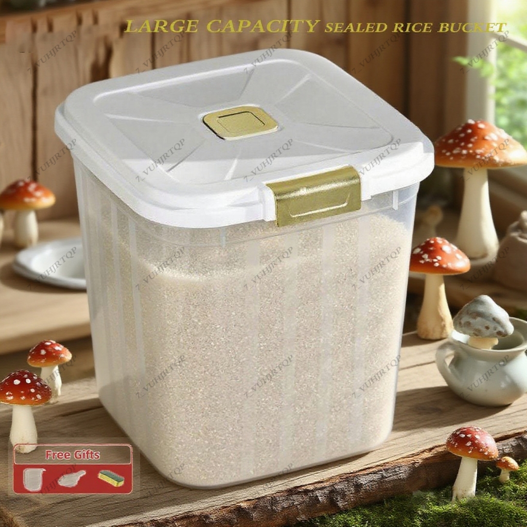 25kg Transparent rice dispenser Kitchen rice bucket Grain storage Rice ...