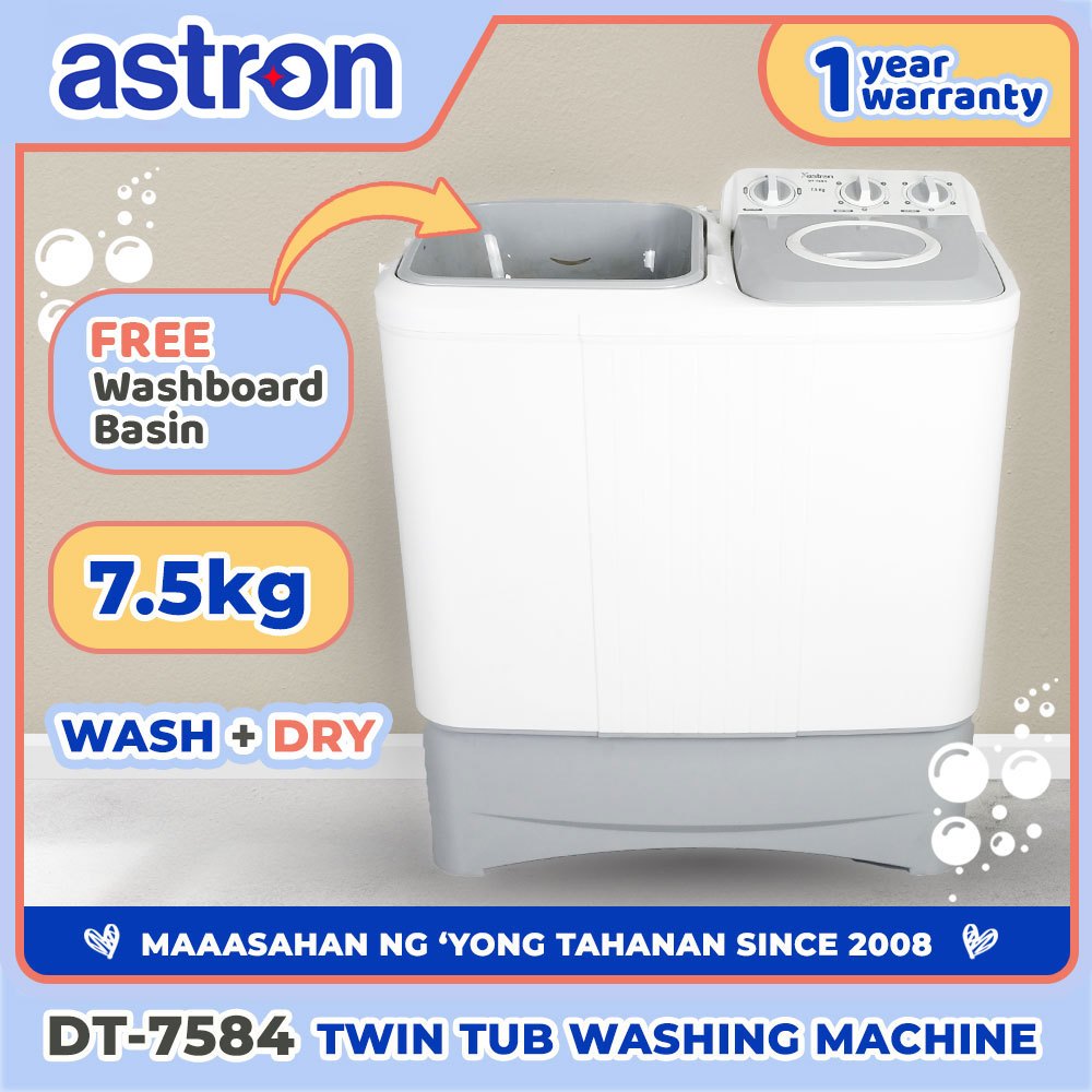 Astron DT7584 Twin Tub Washing Machine - Gray | 7.5kg | Wash & Dry ...