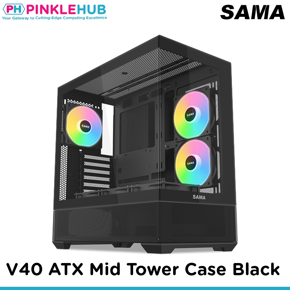 SAMA V40 ATX Mid Tower Black/white Case | Shopee Philippines