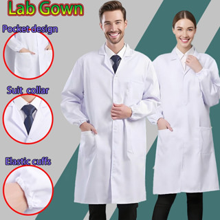 Lab Coat Lab Gown Long Sleeve For Students Doctor White Laboratory Gown ...