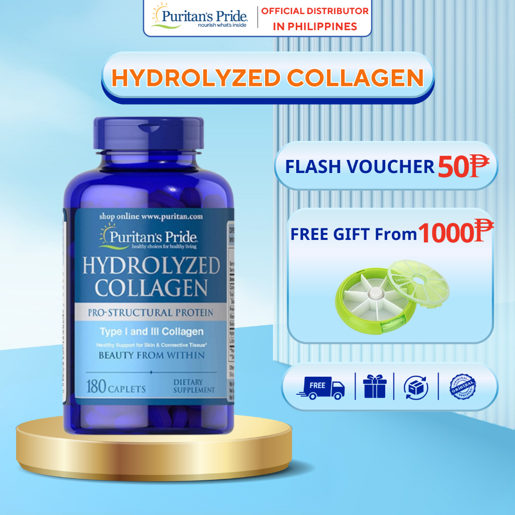 Skin Health Puritan's Pride Hydrolyzed Collagen 1000mg 180 Tablet Anti ...