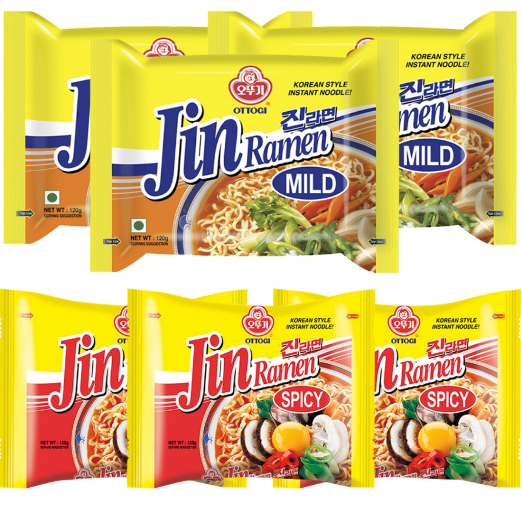 SALE BUNDLE OF 3 | Ottogi Jin Ramen Korean Noodles Mild/Spicy 120g ...