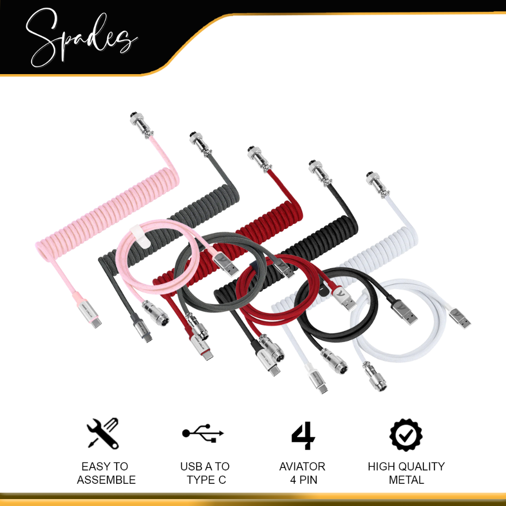 Attack Shark C01 Pro Coiled Cable Double Sleeved Type-C Cable With ...