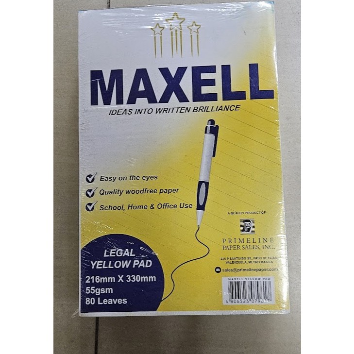 Maxell Yellow Pad 1/4 1/2 CW LW Ultra smooth Paper 55GSM | Shopee ...