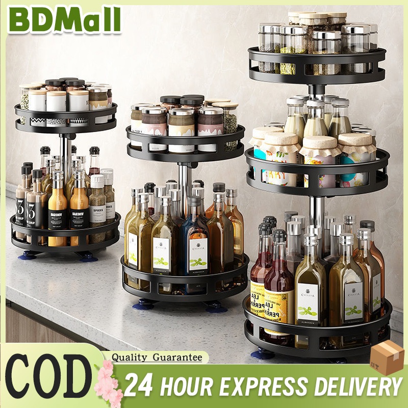 360° Condiments Organizers Rotating Spice Rack Kitchen Spice Rack ...