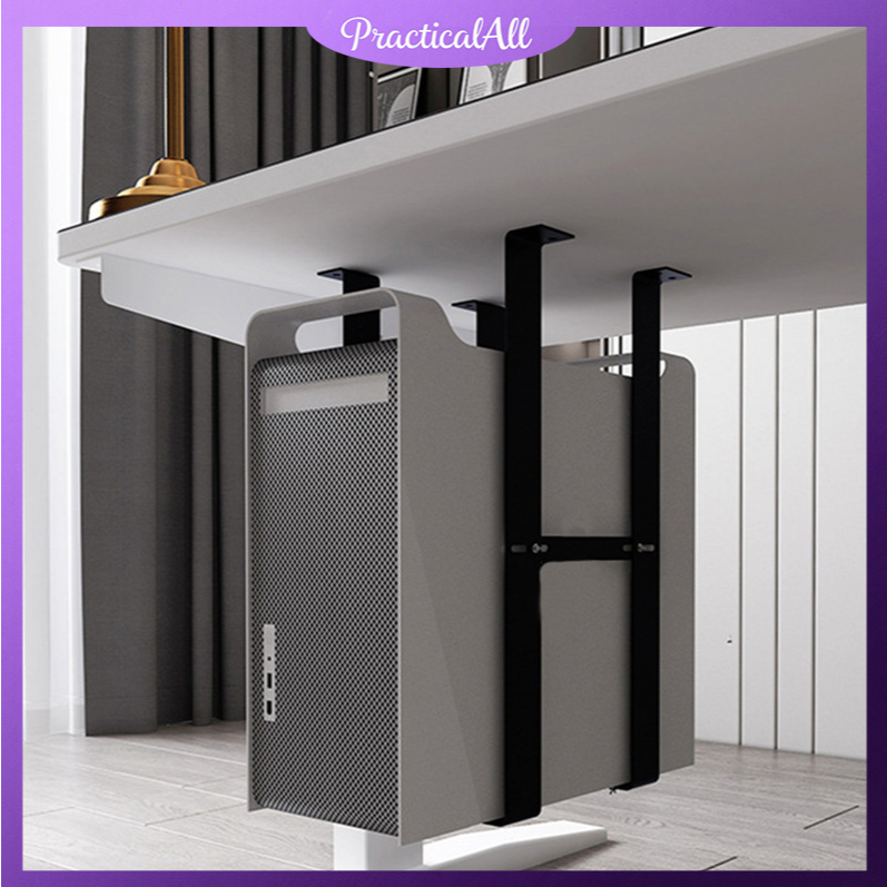 Adjustable Under-Desk PC Mount Computer Case Holder with Lift Mechanism ...