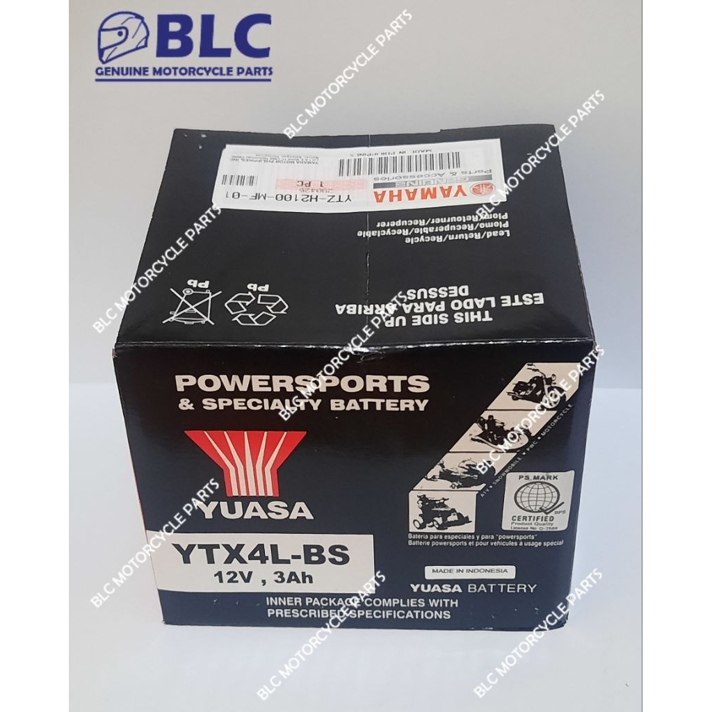 YUASA YTX4L-BS BATTERY YAMAHA GENUINE for XRM/ WAVE125/ MIOi125/ Beat ...