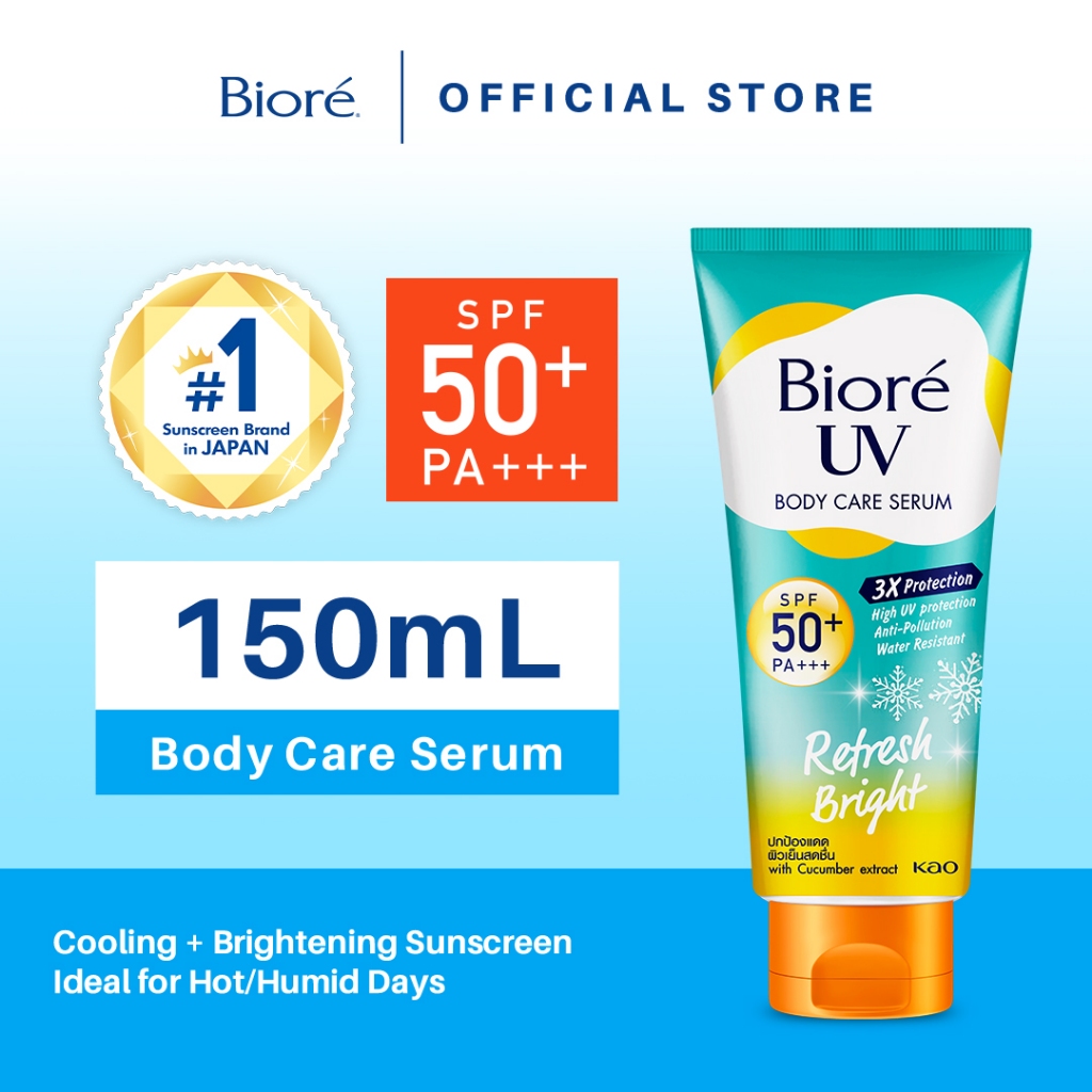 Biore UV Body Care Serum Refresh Bright SPF 50+ PA+++ Cooling Body ...