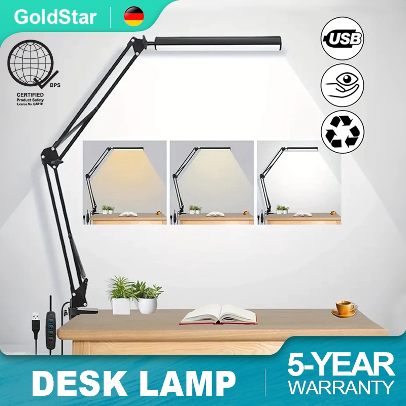 Gold Star LED Desk Lamp Study Table Lamp 3Color Modes Folding Metal ...
