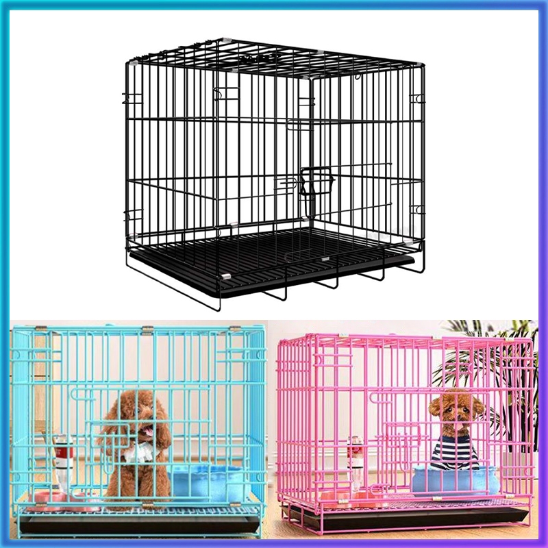 Foldable Dog Cage with Poop Tray Heavy Duty Pet Collapsible Cage ...