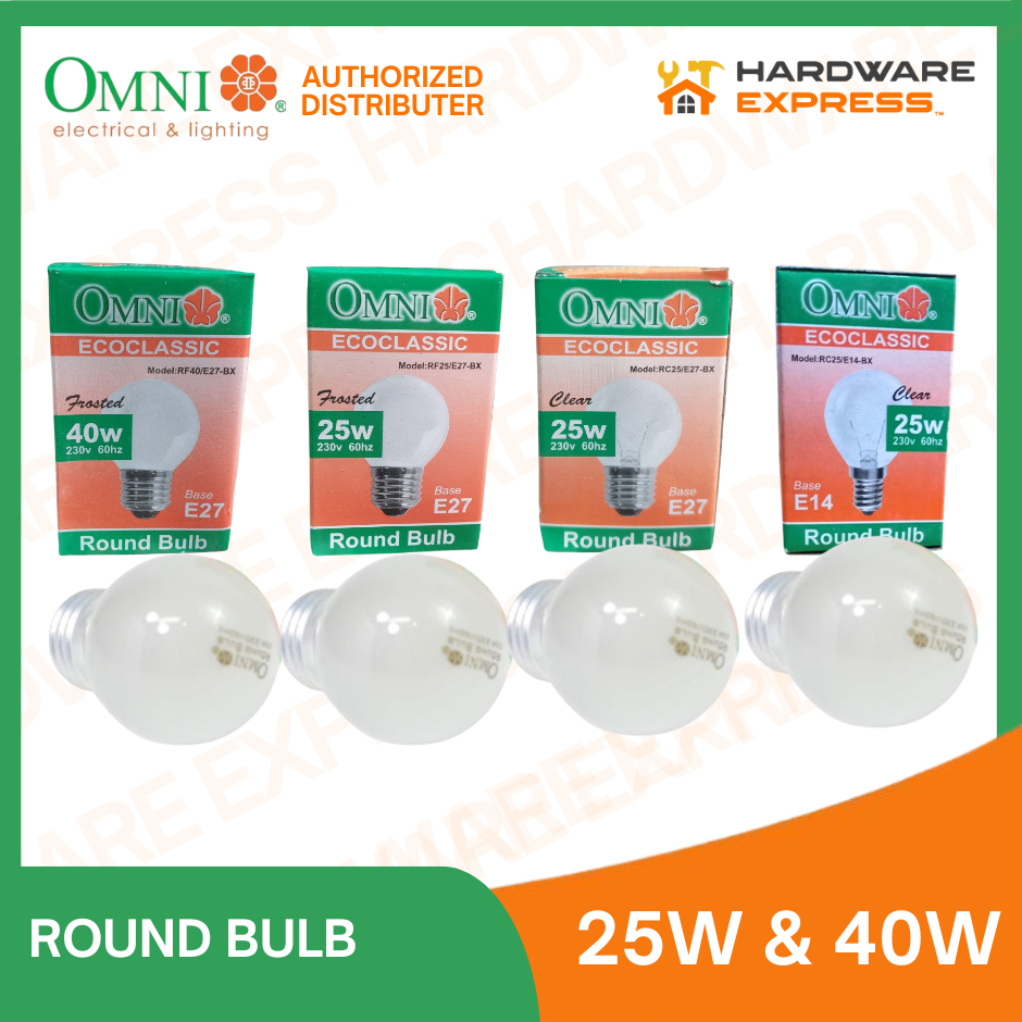 OMNI Eco Classic Frosted & Clear Round Bulb 25W & 40W | Shopee Philippines