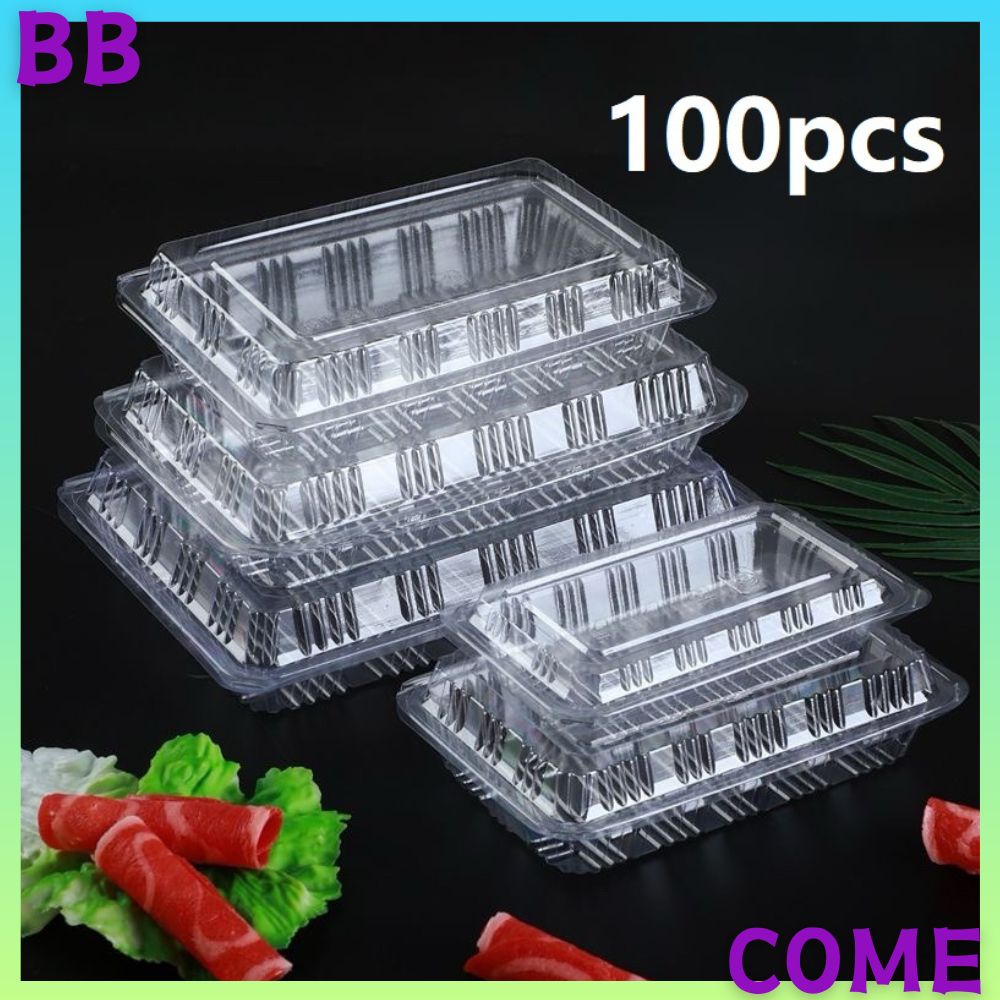 100pcs Food Dessert Ecoplastic Clamshell Plastic Box Fiesta Tray ...