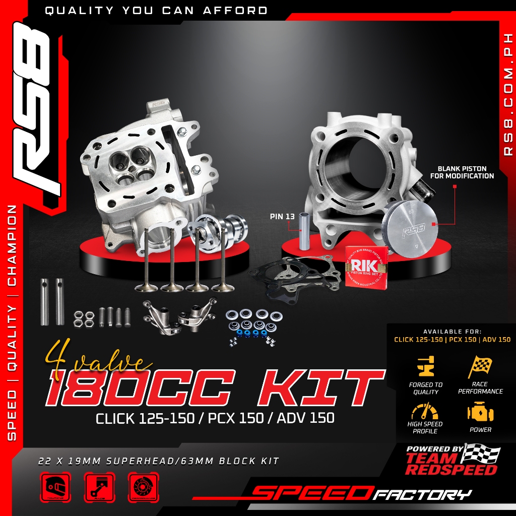 RS8 SUPER TOURING SET 180CC 4V 22/19 (CLICK 125/150 | PCX150/ADV150 ...