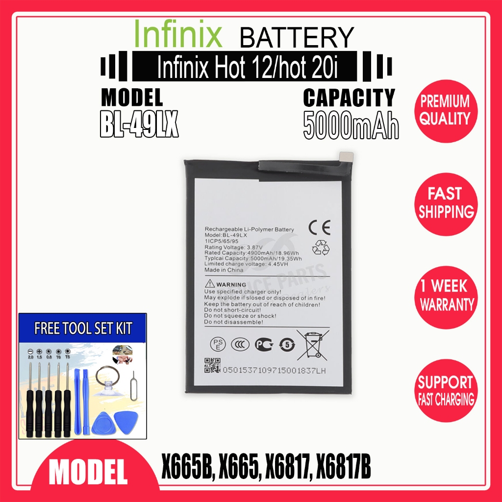 BL-49LX BATTERY FOR INFINIX HOT 12/20I BATTERY MODEL BL-49LX 5000MAH ...