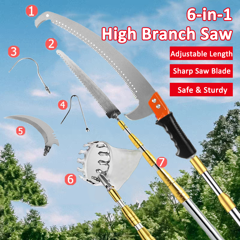 High branch Saw 3-7M Pole Saw Trimming Telescoping DoubleLock Pruning ...