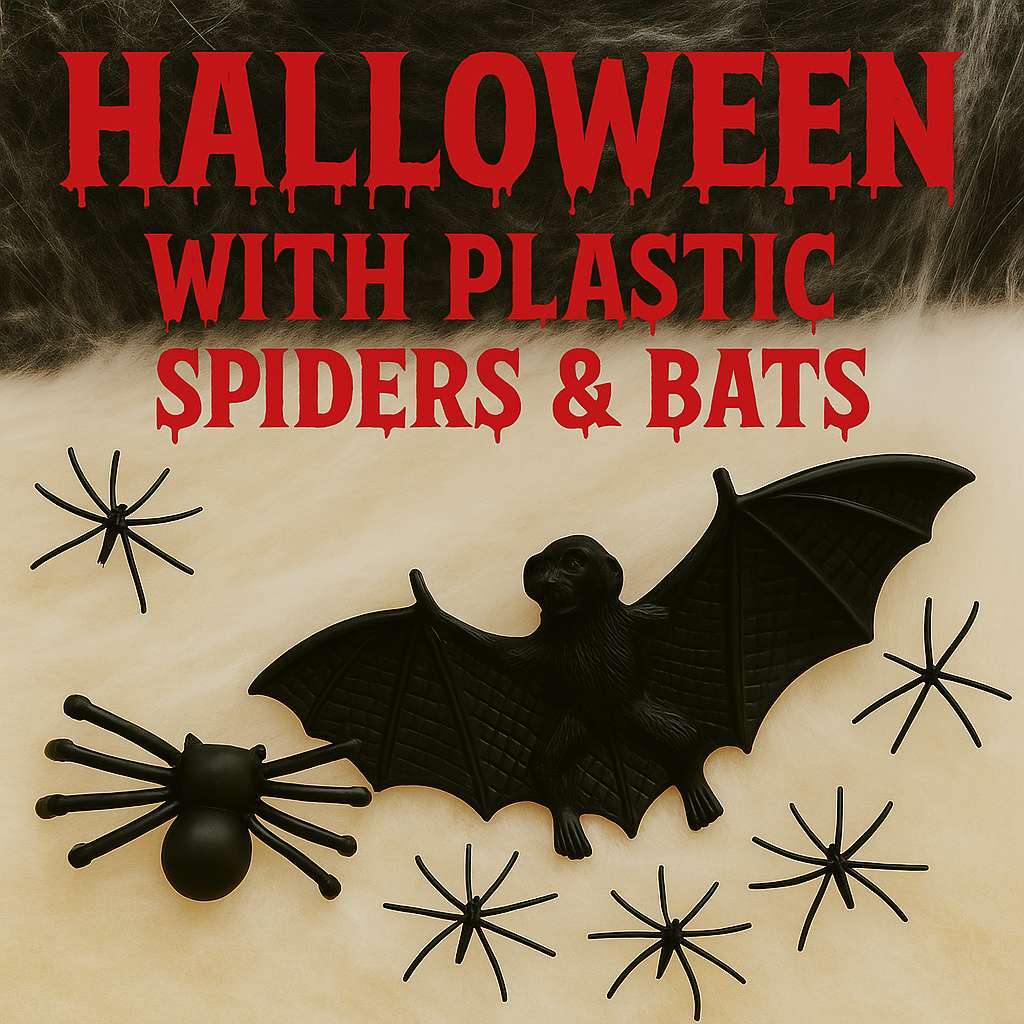 Halloween Plastic Spiders & Bats – Haunted House Party Decoration Props ...
