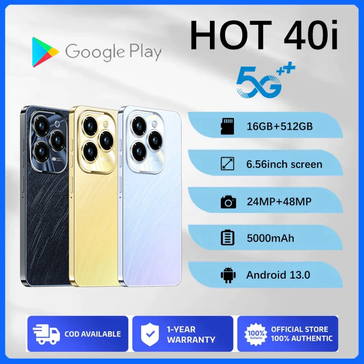 Brand New Hot 40i Cellphone, (up to 16GB [16+512], HD Screen Full 5G ...