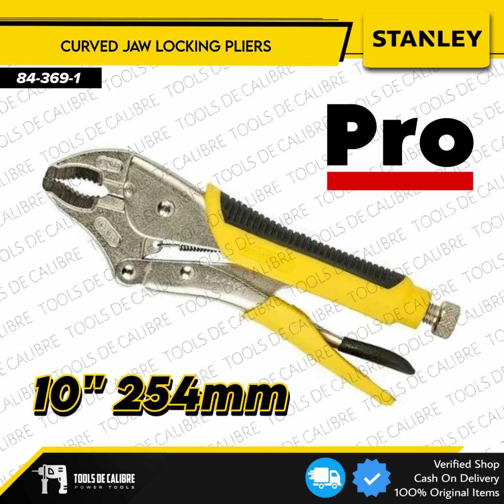 STANLEY 10" (254mm) Locking Plier-Curved Jaw Vise Grip Pliers 84-369-1 ...