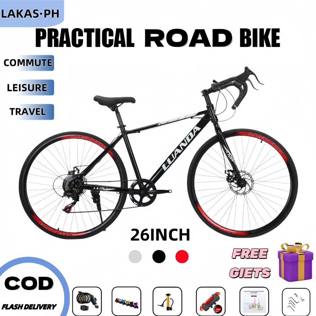LUANDA 700c Road Bike Fixie Lightweight Aluminum Alloy Frame 7 Speed ...